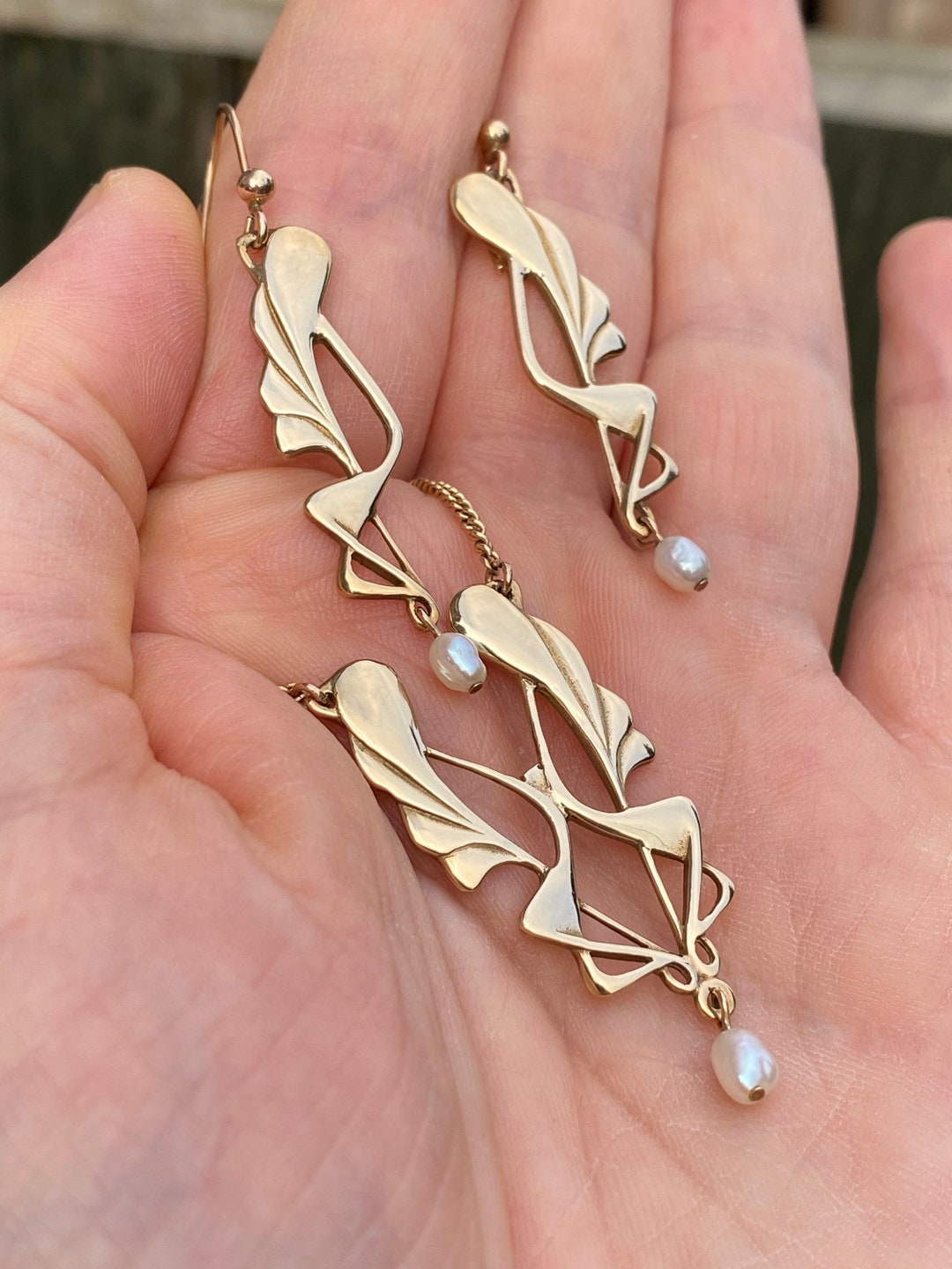 RESERVED DONT Buy Art Nouveau Pat Cheney Gold Scottish Hallmarked Pearl ...