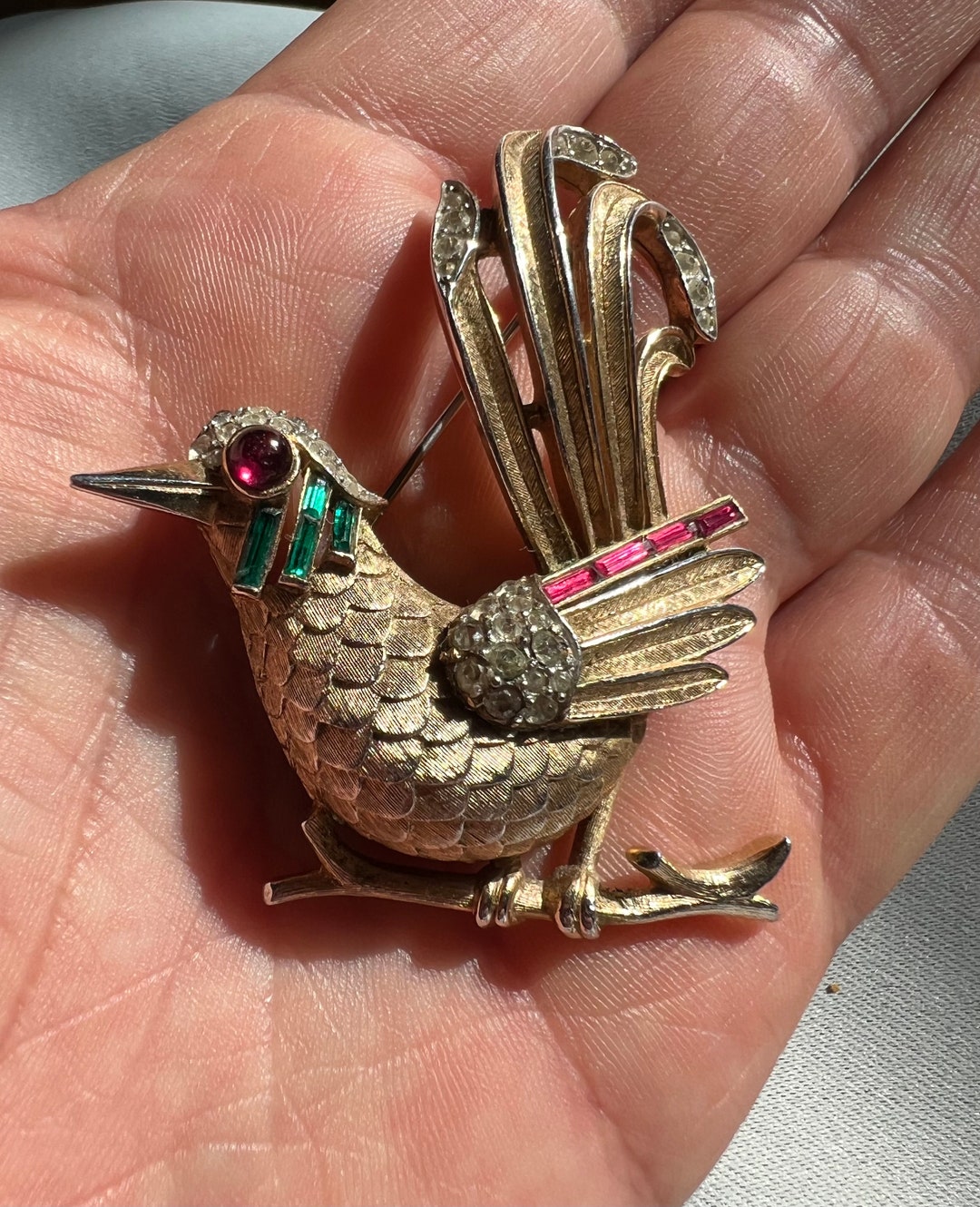 RESERVED DONT BUY 1950s Super Rare Trifari Bird of Paradise Brooch Pin ...