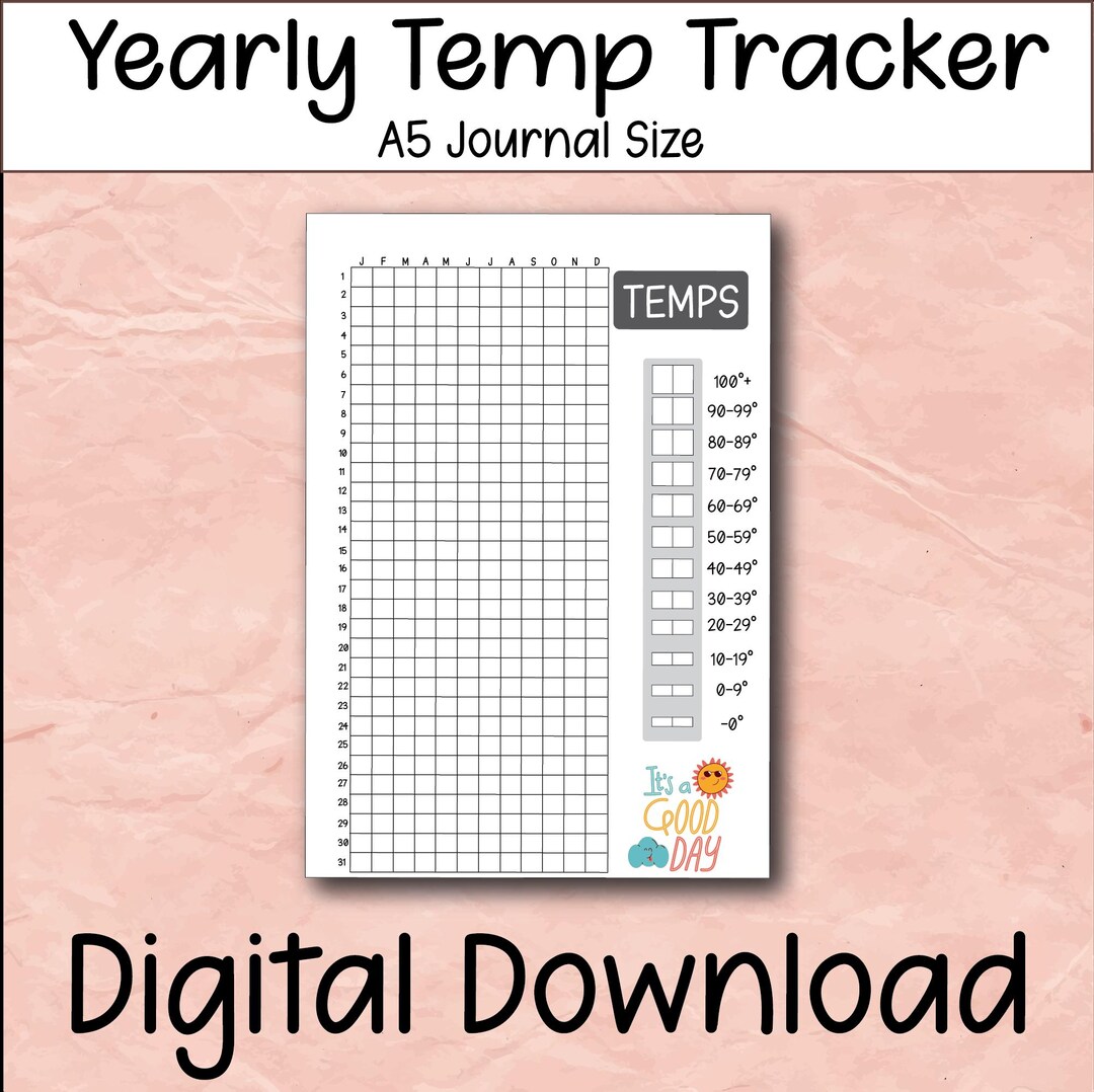 Yearly Temp Tracker PRINTABLE A5 Journal Page Printable Planner Page ...