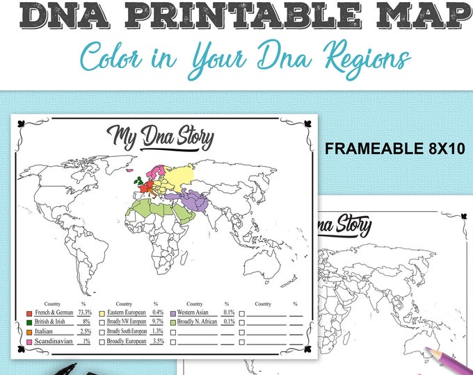 Genealogy Printable DNA Map Color Your Individual DNA - Etsy Canada