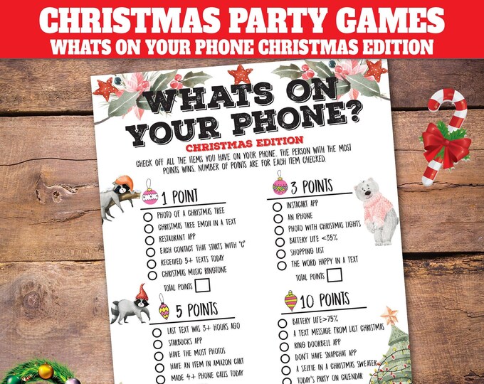 Editable CHRISTMAS WHAT'S on Your Phone Game, Fun Christmas Game, Diy ...