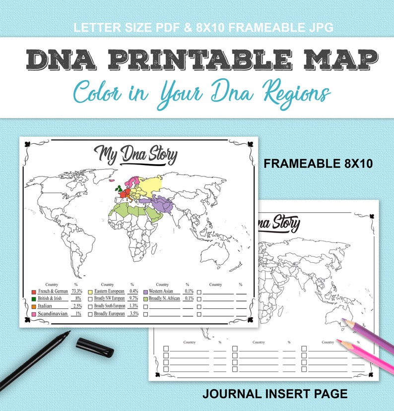 Genealogy Printable DNA Map | Color Your Individual DNA Regions ...