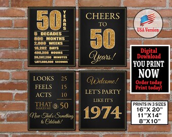 50th Birthday Welcome Sign With Photo, Any Age Birthday Poster ...