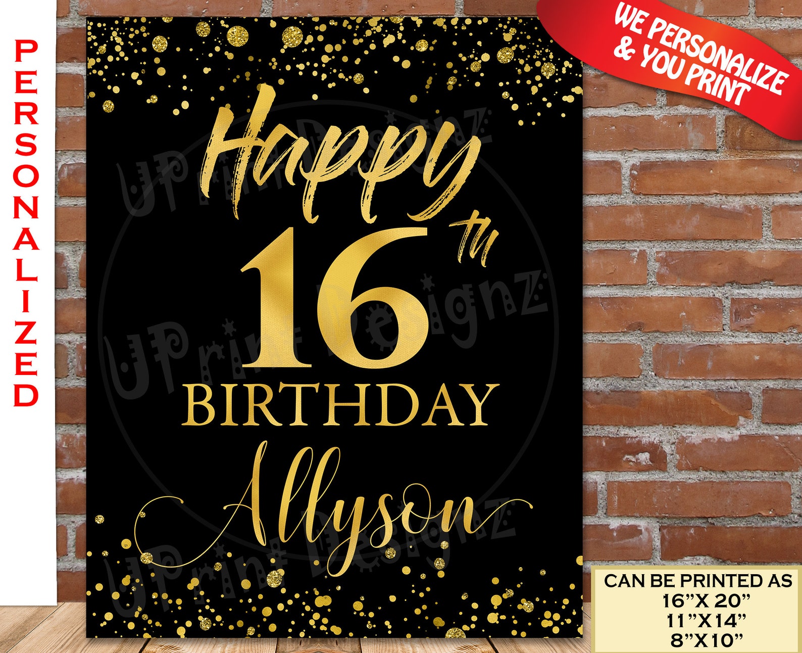 16th Birthday Poster Personalized 16th Birthday Sign Sweet | Etsy