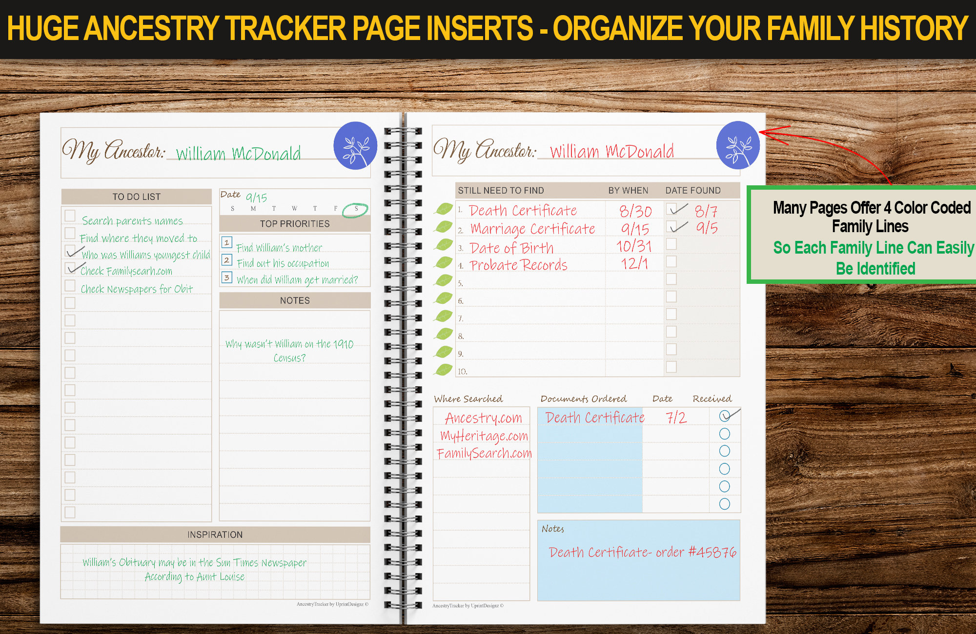 Genealogy Tracker LETTER SIZE 8.5 X11 Ancestry - Etsy Canada