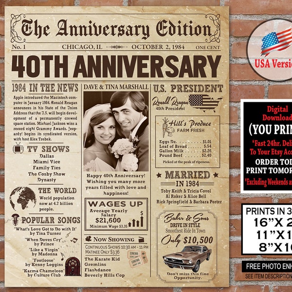 40th Wedding Anniversary - Etsy