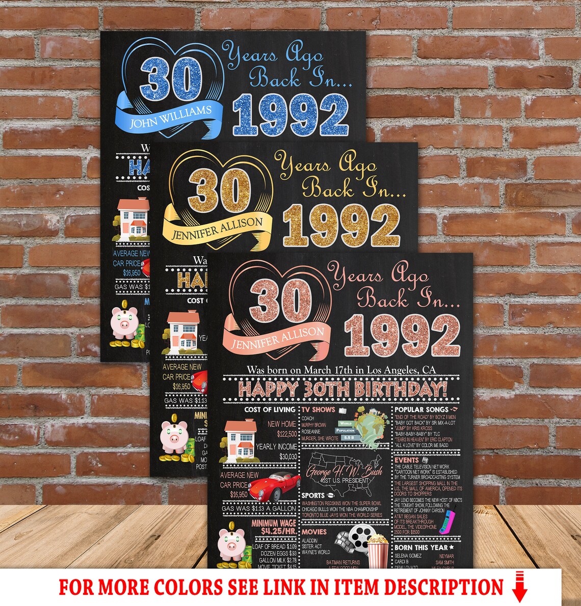 30th Birthday Party Decoration Poster 30th Birthday GOLD Gift - Etsy