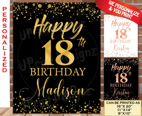 18th Birthday Poster Personalized 18th Birthday Sign 18th | Etsy