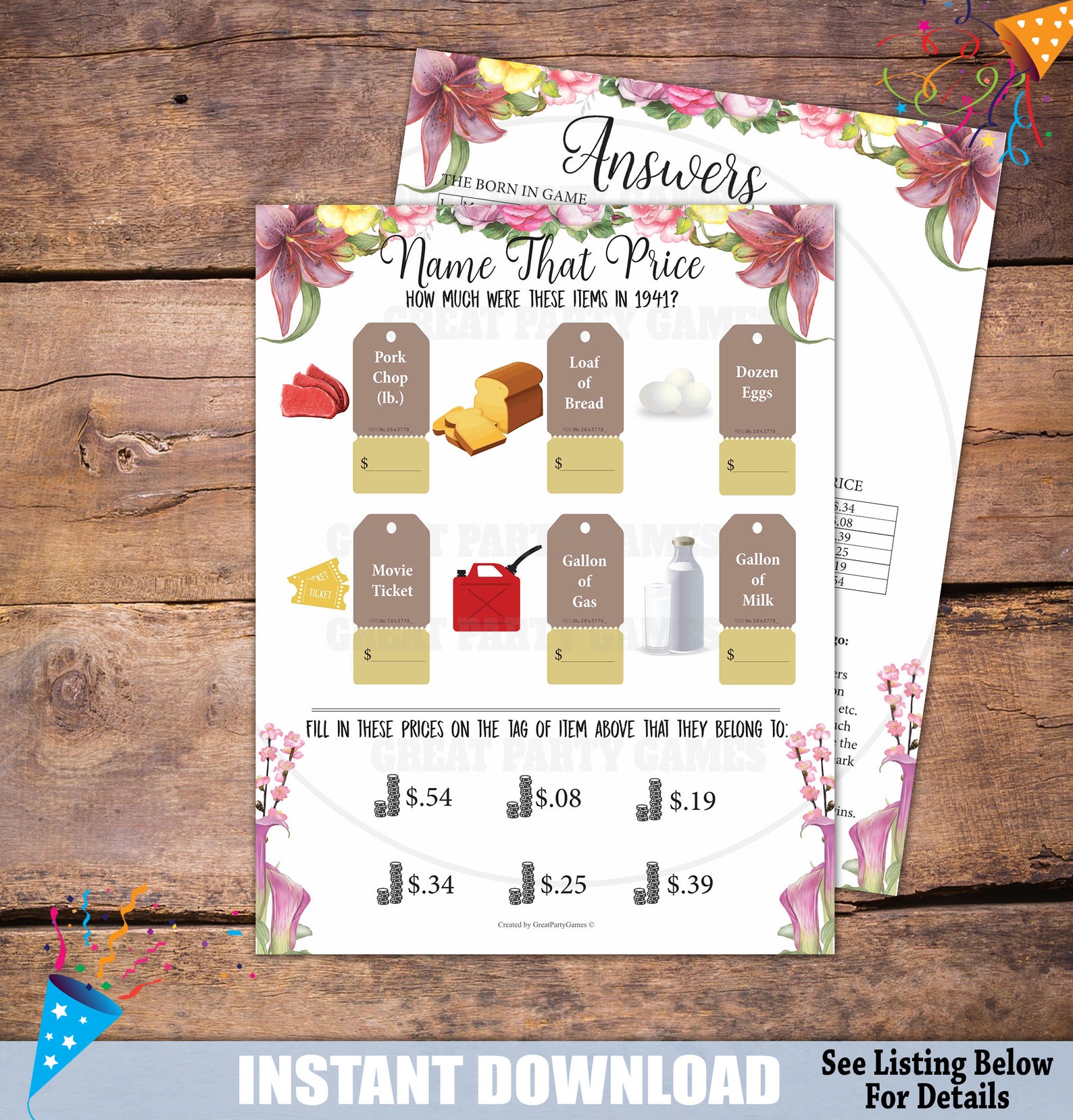 1941 Birthday Party Games, 1941 Party Trivia Games, Born in 1941 Trivia ...