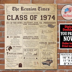 1974 Class Reunion NEWSPAPER Poster | Class of Reunion | 1974 Facts for ...