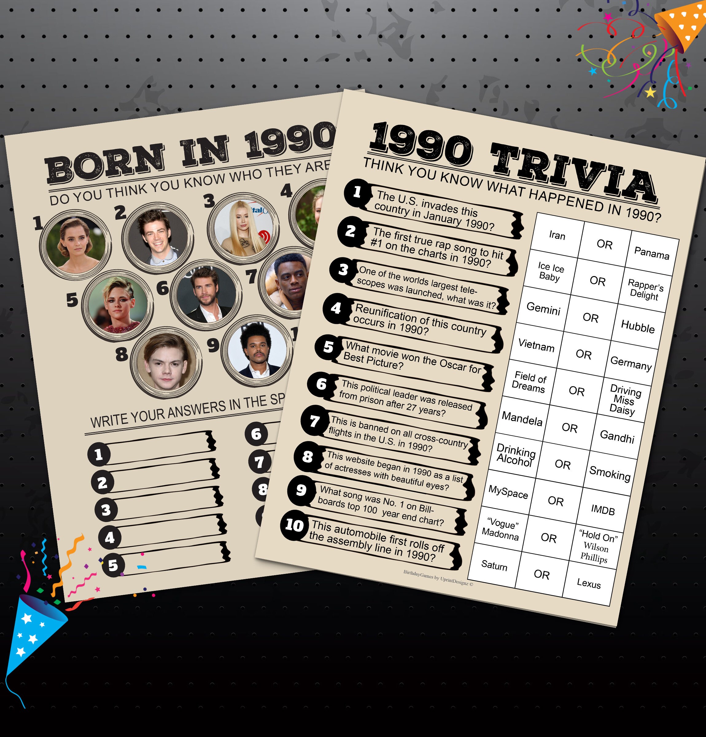 1990 Birthday Party Games 1990 Party Trivia Games Born in - Etsy