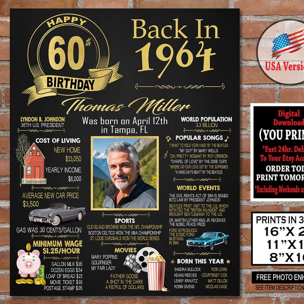 60th Birthday Poster - Etsy
