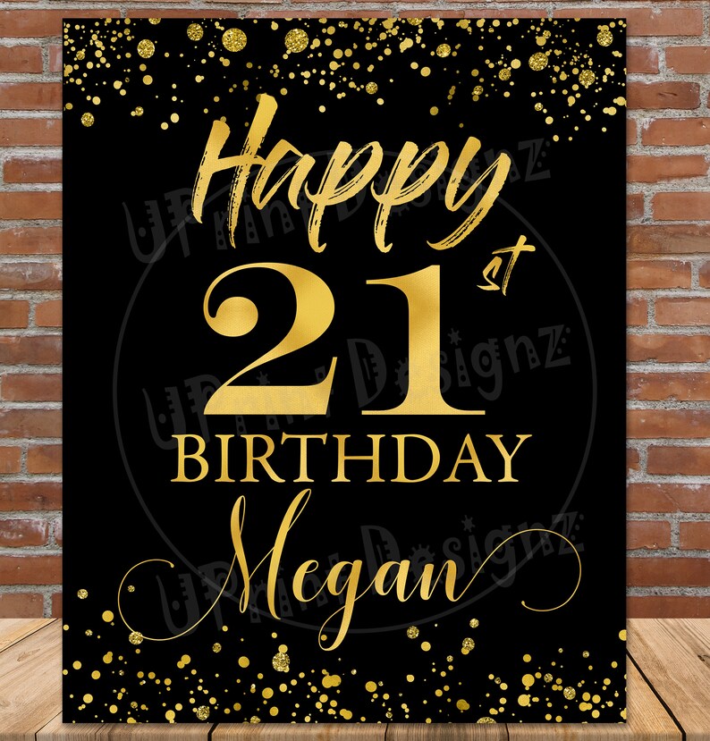 21st Birthday Decoration Poster 21st Birthday GOLD Sign 21st | Etsy