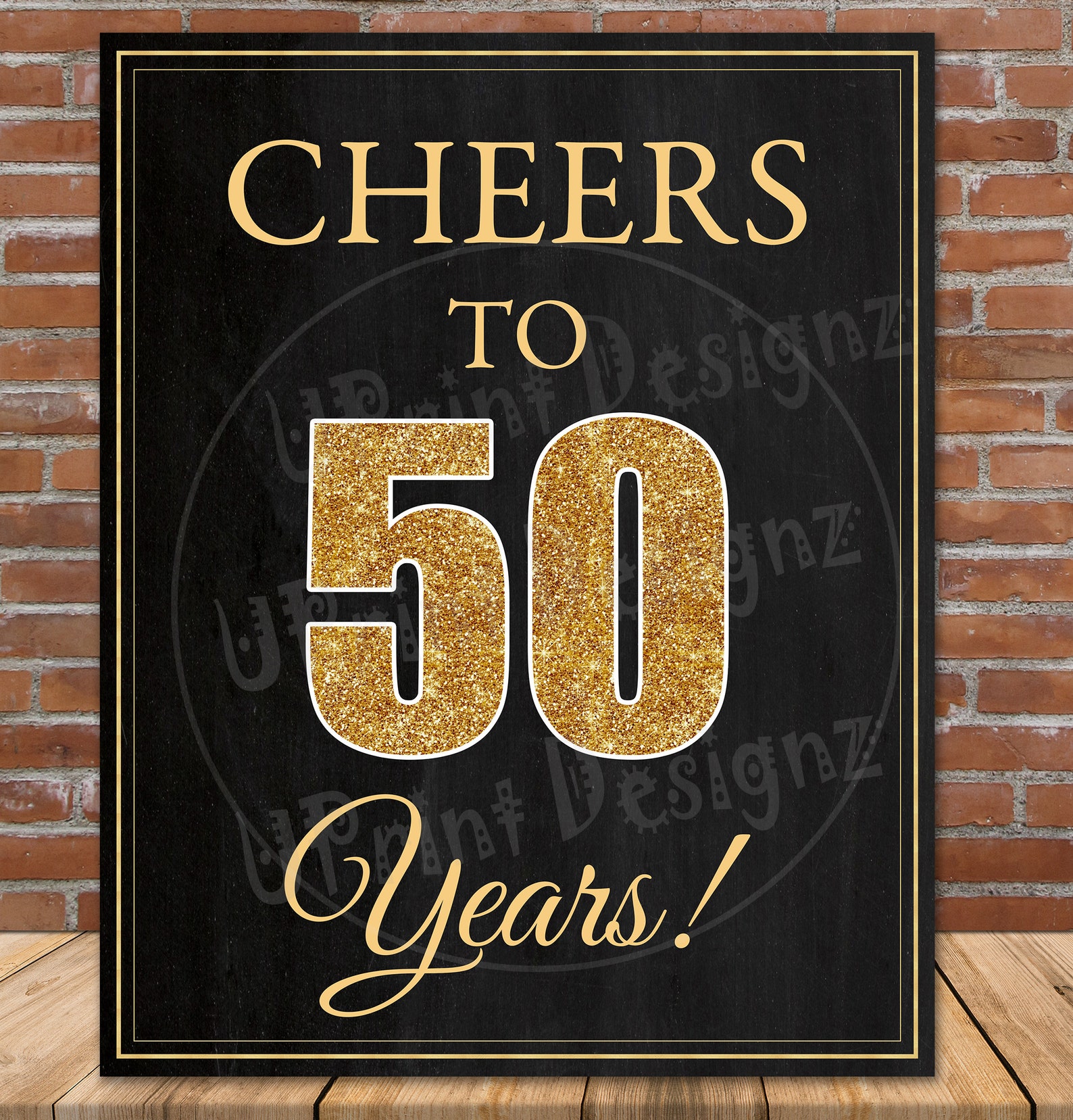 50th Birthday Party Decoration Posters GOLD Cheers to 50 - Etsy