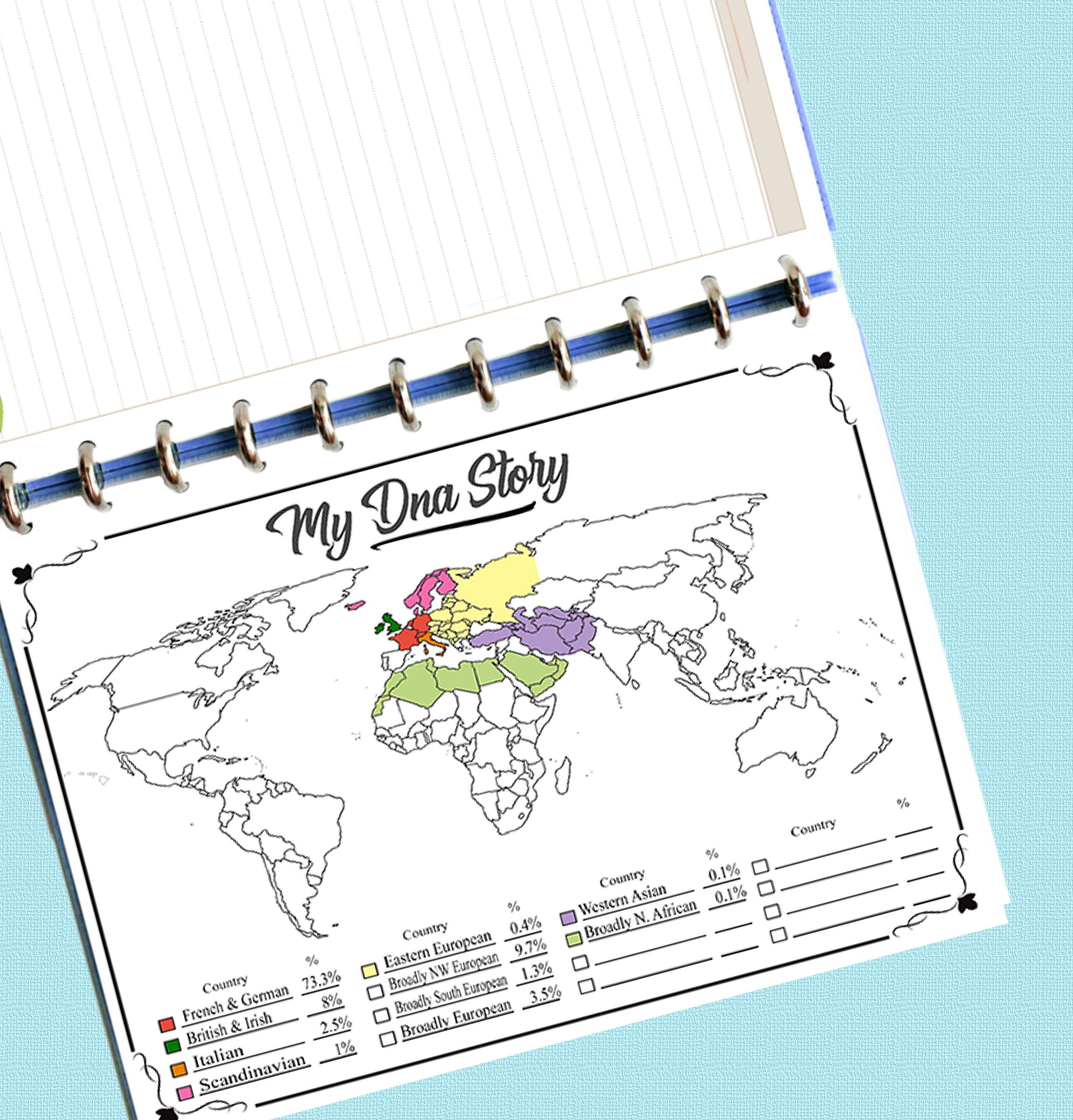 Genealogy Printable DNA Map | Color Your Individual DNA Regions ...