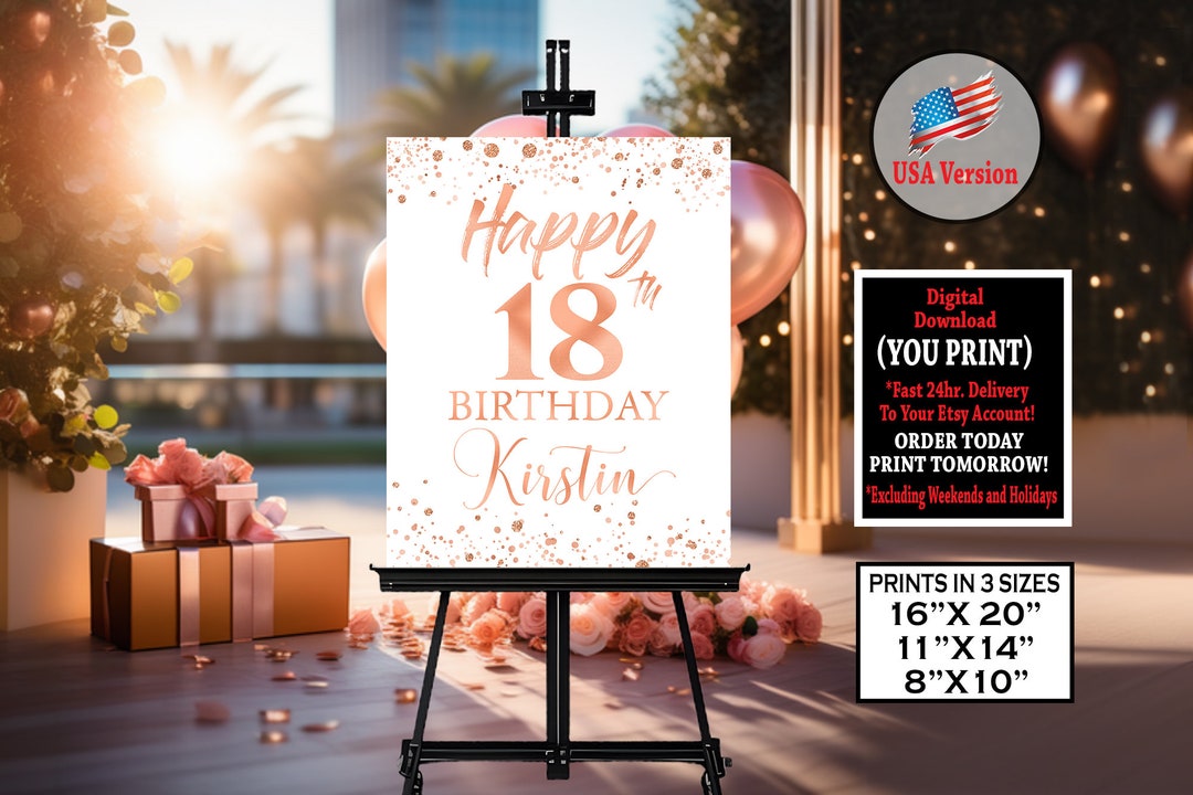 18th Birthday Poster, Personalized 18th Birthday Sign, 18th Birthday ...