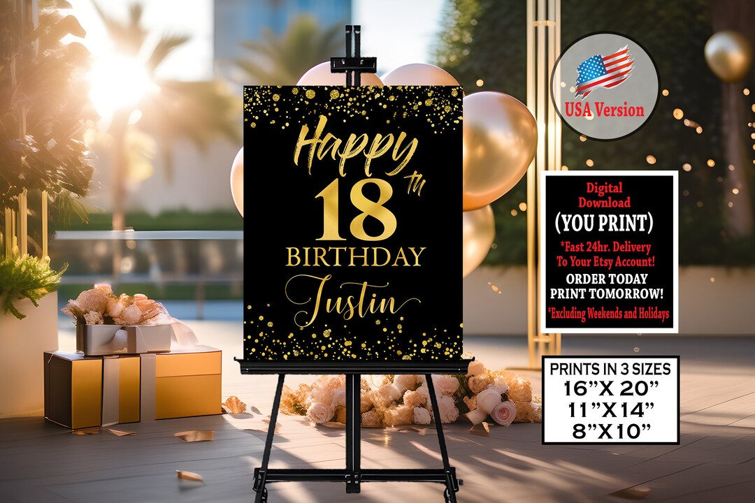 18th Birthday Poster, Personalized 18th Birthday Sign, 18th Birthday ...