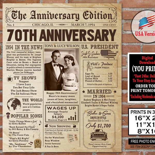 70th Anniversary - Etsy