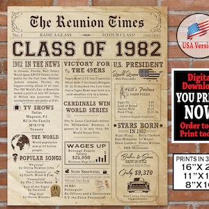 1982 Class Reunion NEWSPAPER Poster | 1982 Class Reunion | 1982 Facts ...