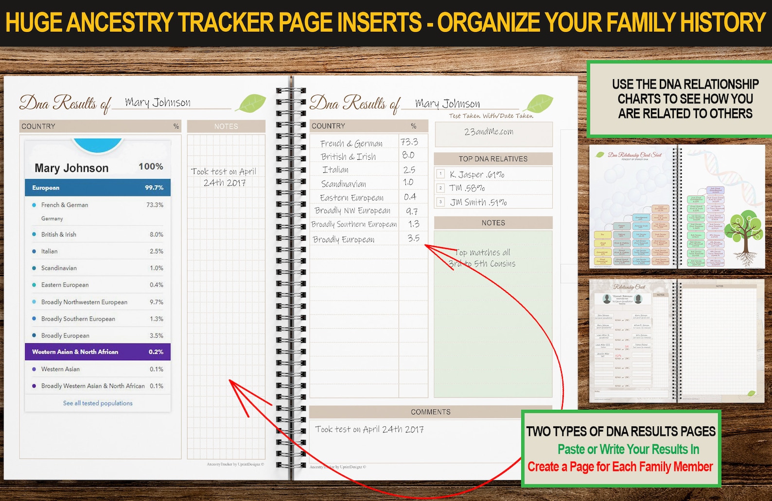 Genealogy Tracker HALF Letter Size Ancestry Planner Insert | Etsy