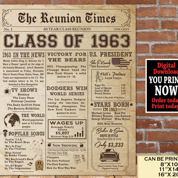 60th Class Reunion - Etsy