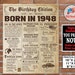 1948 Birthday NEWSPAPER 1948 Birthday Poster 1948 Birthday Party ...