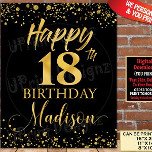 18th Birthday Poster Personalized 18th Birthday Sign 18th - Etsy