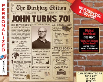 Back in 1949 Newspaper Vintage Style Poster 70th Birthday - Etsy