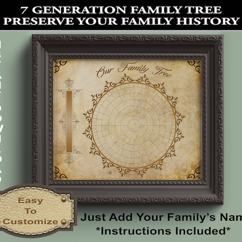 Custom Family Tree Printable 5 Generation Template Instant - Etsy