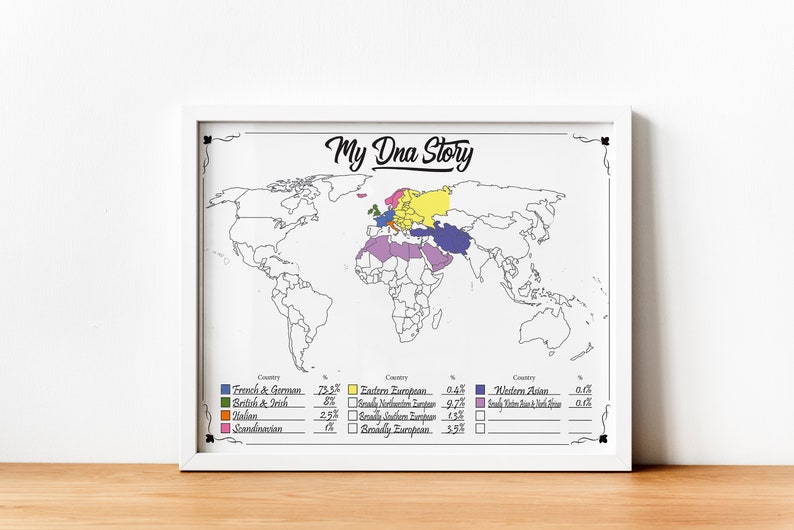 Genealogy Printable DNA Map Color Your Individual DNA - Etsy Canada