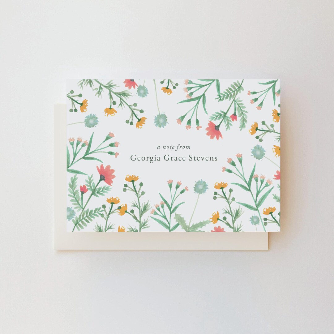 Wildflower | Folded Digital Wildflower Personalized Note Card ...