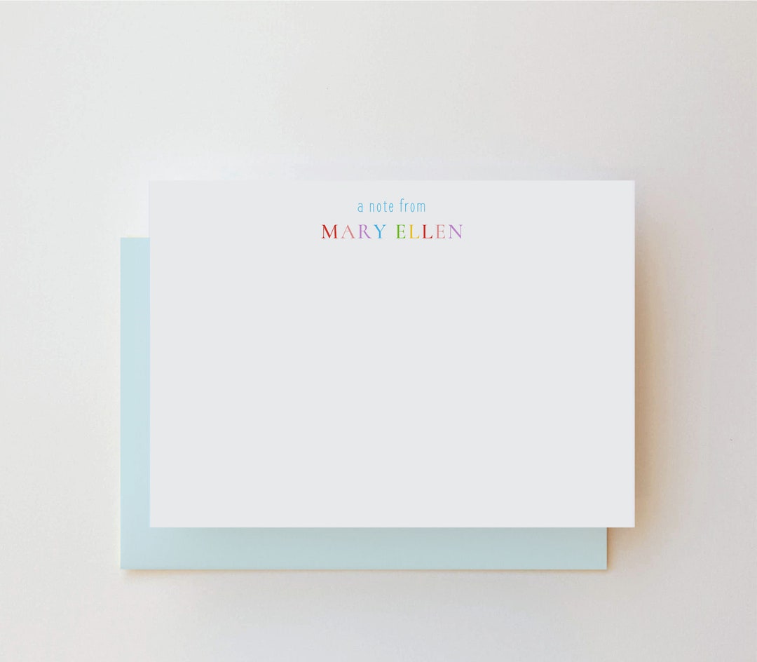 Rainbow Personalized Name Note Card Stationery - Etsy