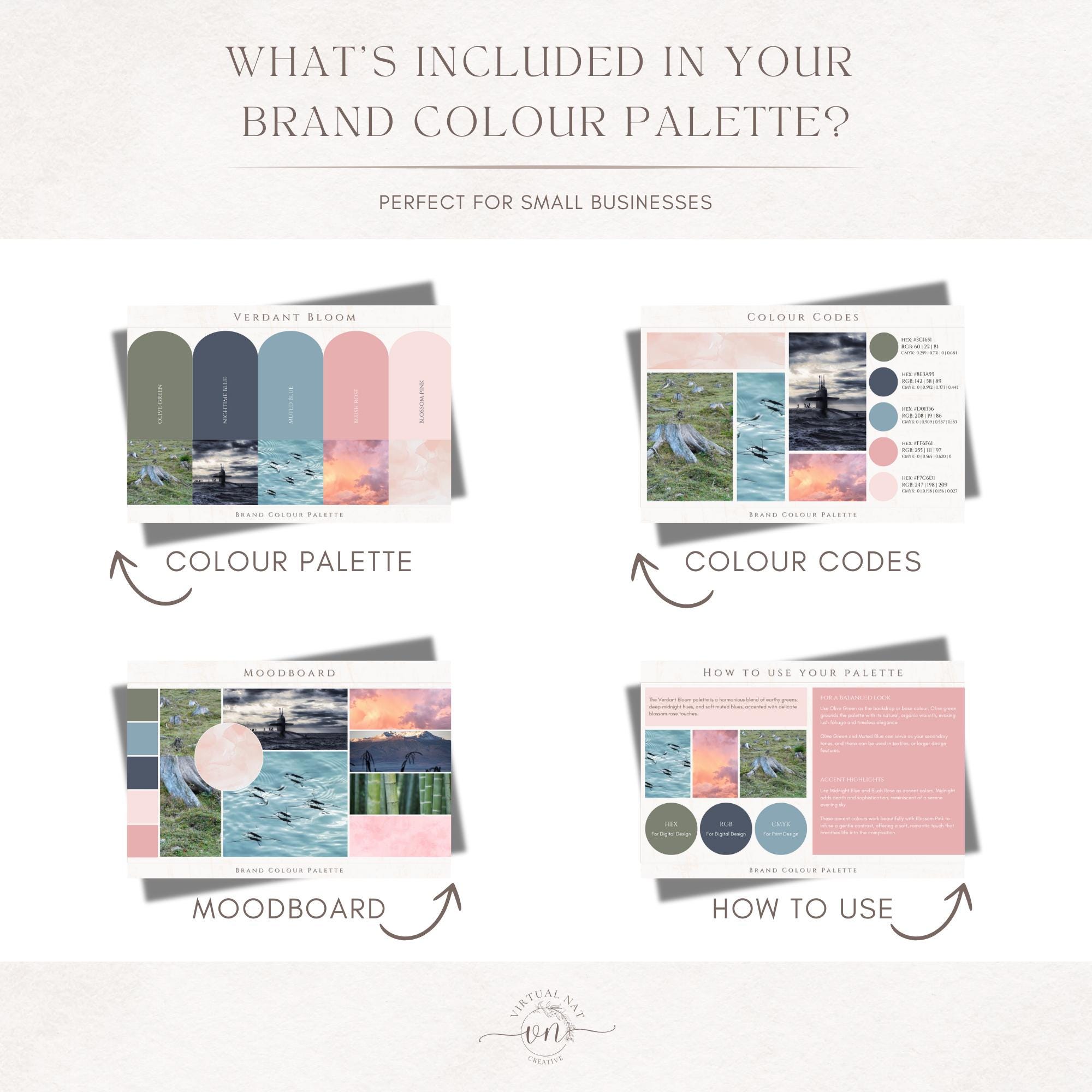 Brand Colour Palette in Verdant Bloom | Botanical Brand Color Palette ...