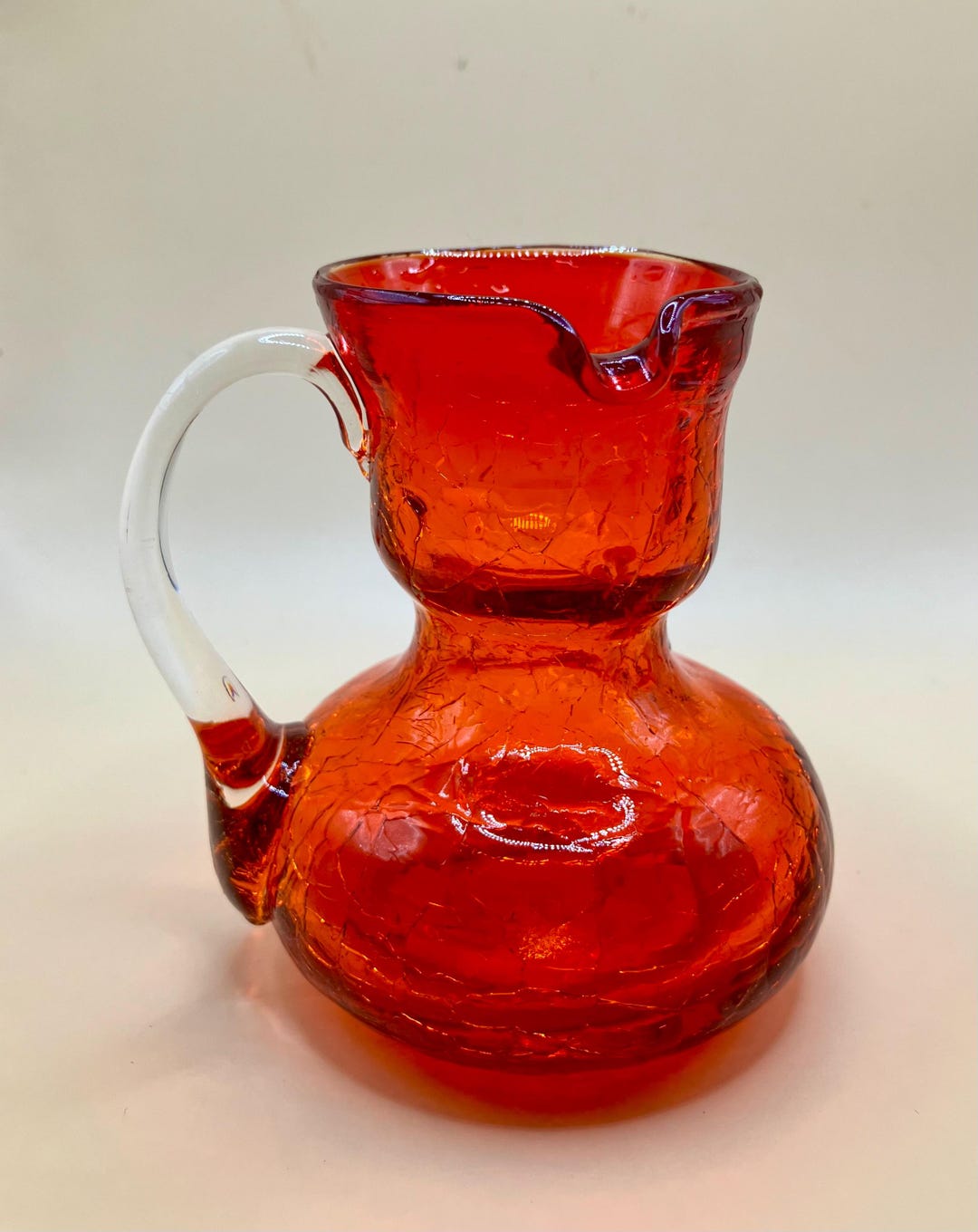 Pilgrim Crackle Glass Pitcher Orange - Etsy