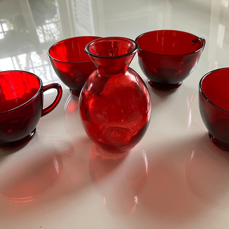 Red Depression Glass - Etsy