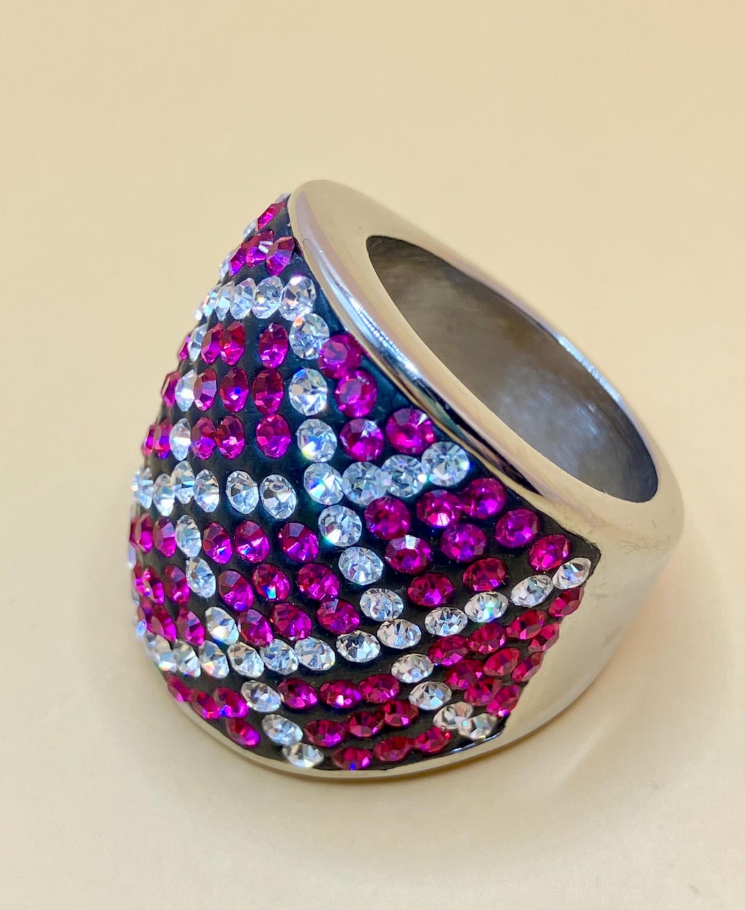 Bright Pink Crystal Band Ring From HSN - Etsy