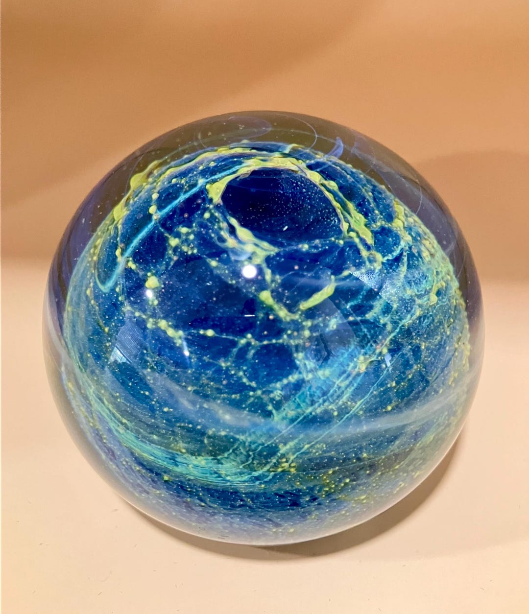 Crystal Glass Blue Green Paperweight - Etsy