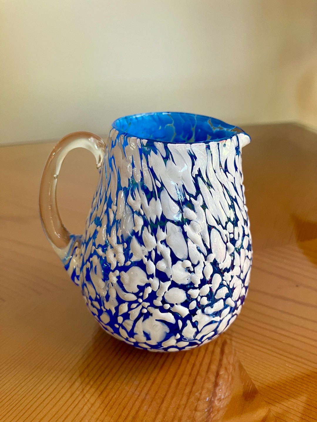 Splatterware Blue Glass Pitcher - Etsy
