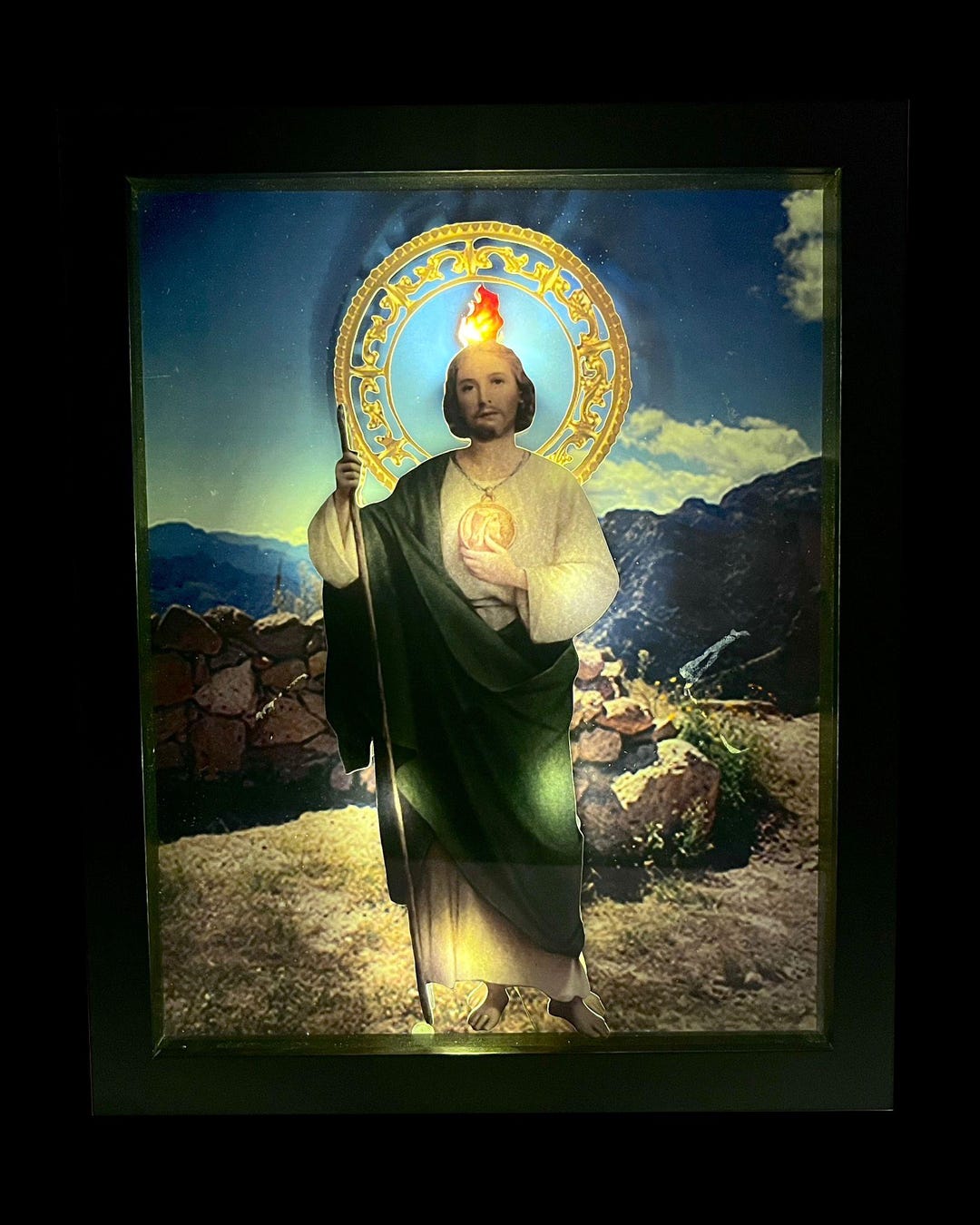 San Judas Tadeo Light Shadow Box, San Judas Tadeo Decorative Box With ...