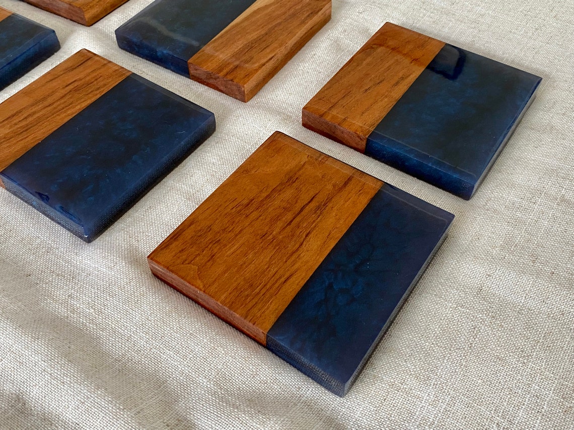 Cherry & Blue Resin Coasters - Etsy
