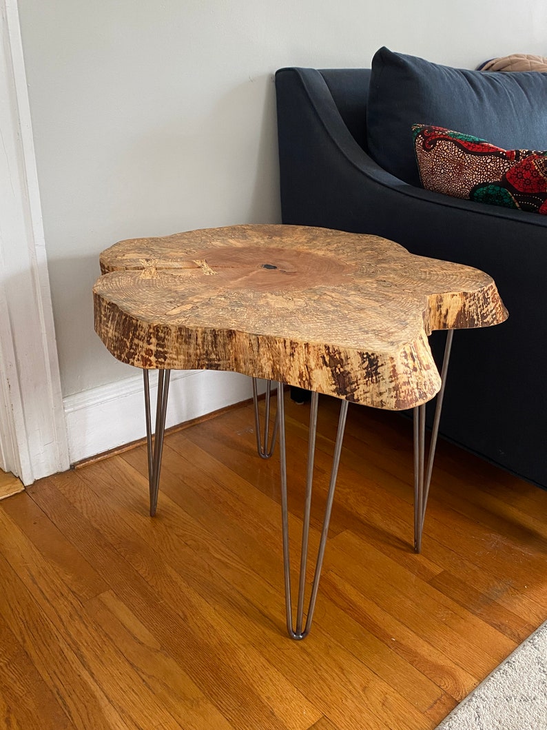Live Edge Round Side Table - Etsy