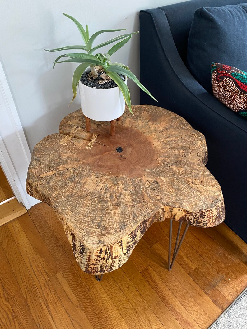 Live Edge Round Side Table - Etsy