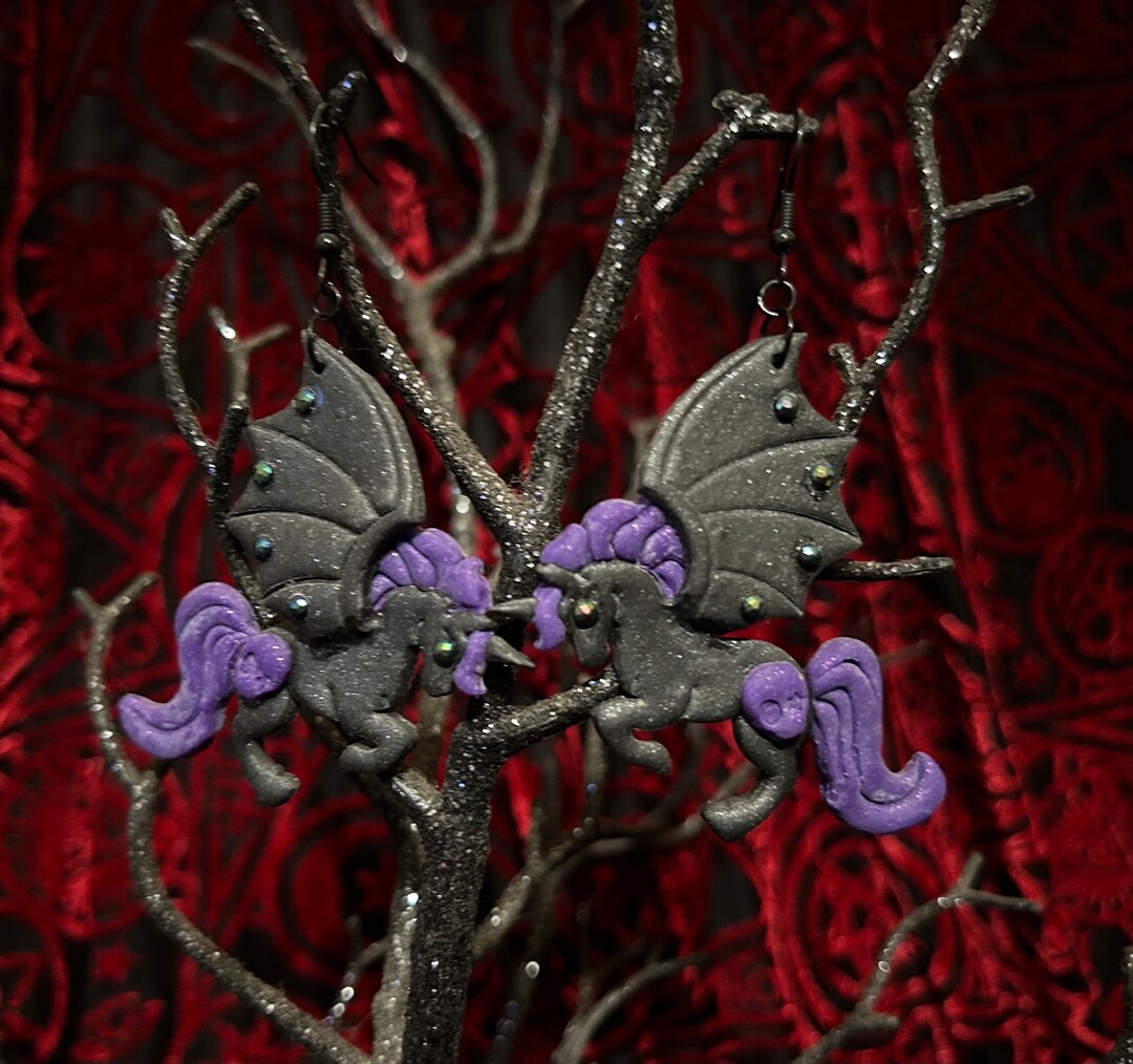 Demon Devil Skull Pony Horse Polymer Clay Earrings - Etsy