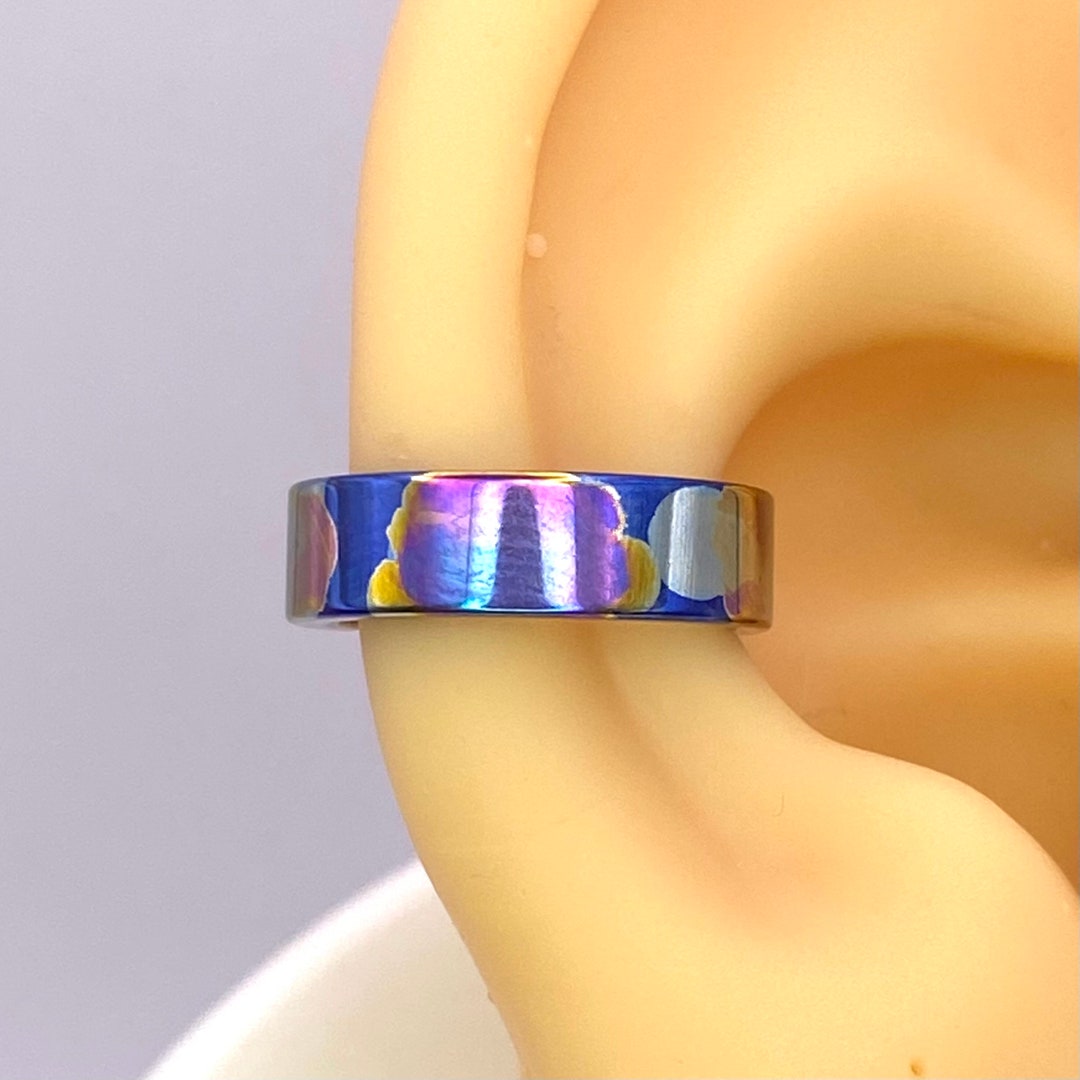 OIL SLICK Colour Anodized 4mm Wide Band Conch Hoop or Lobe - Etsy