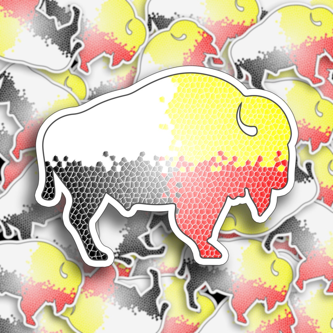 Native American "four Directions" Buffalo Sticker | Medicine Wheel ...