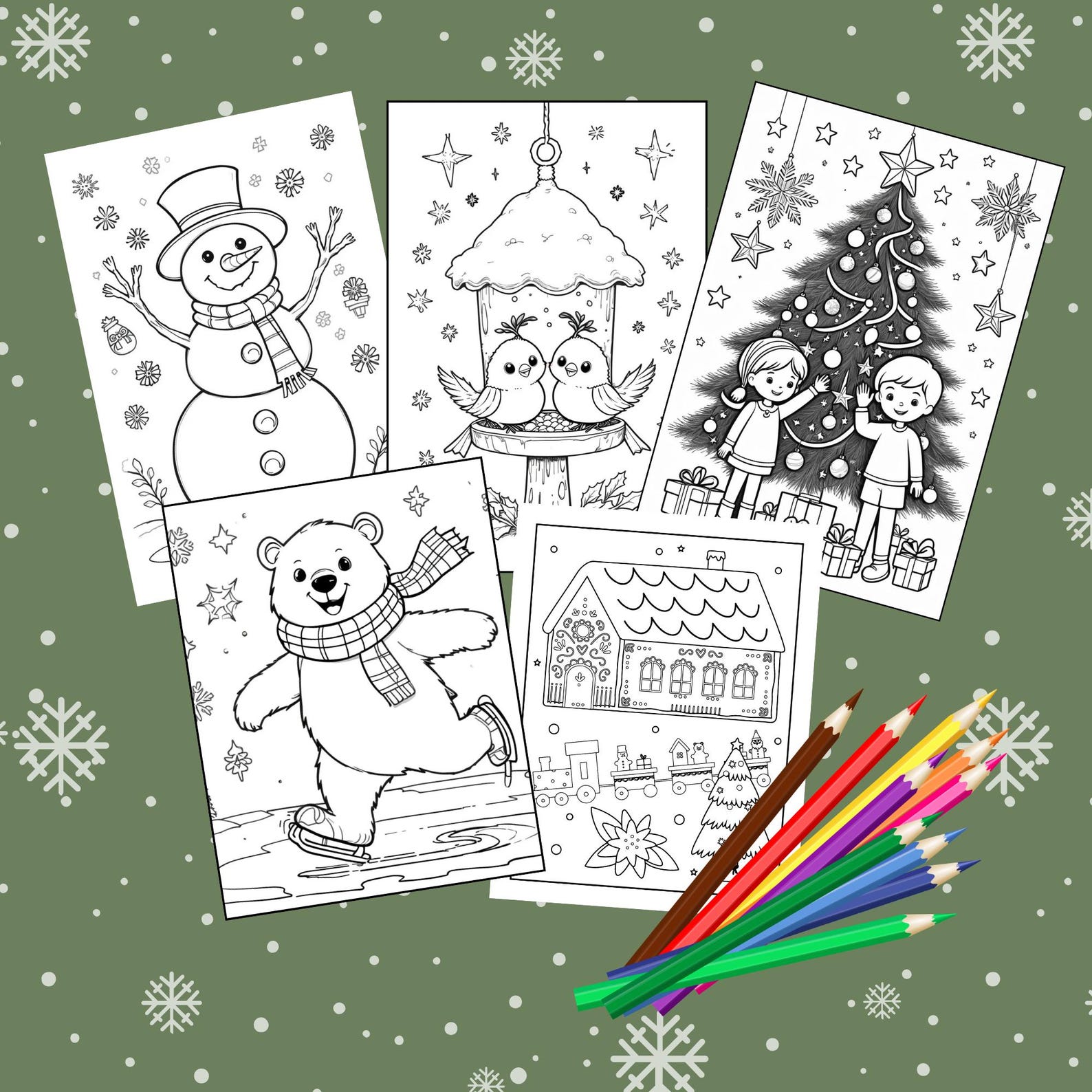 Cozy Christmas Coloring Book, 60 Cute Pages for Kids and Teens, Fun ...