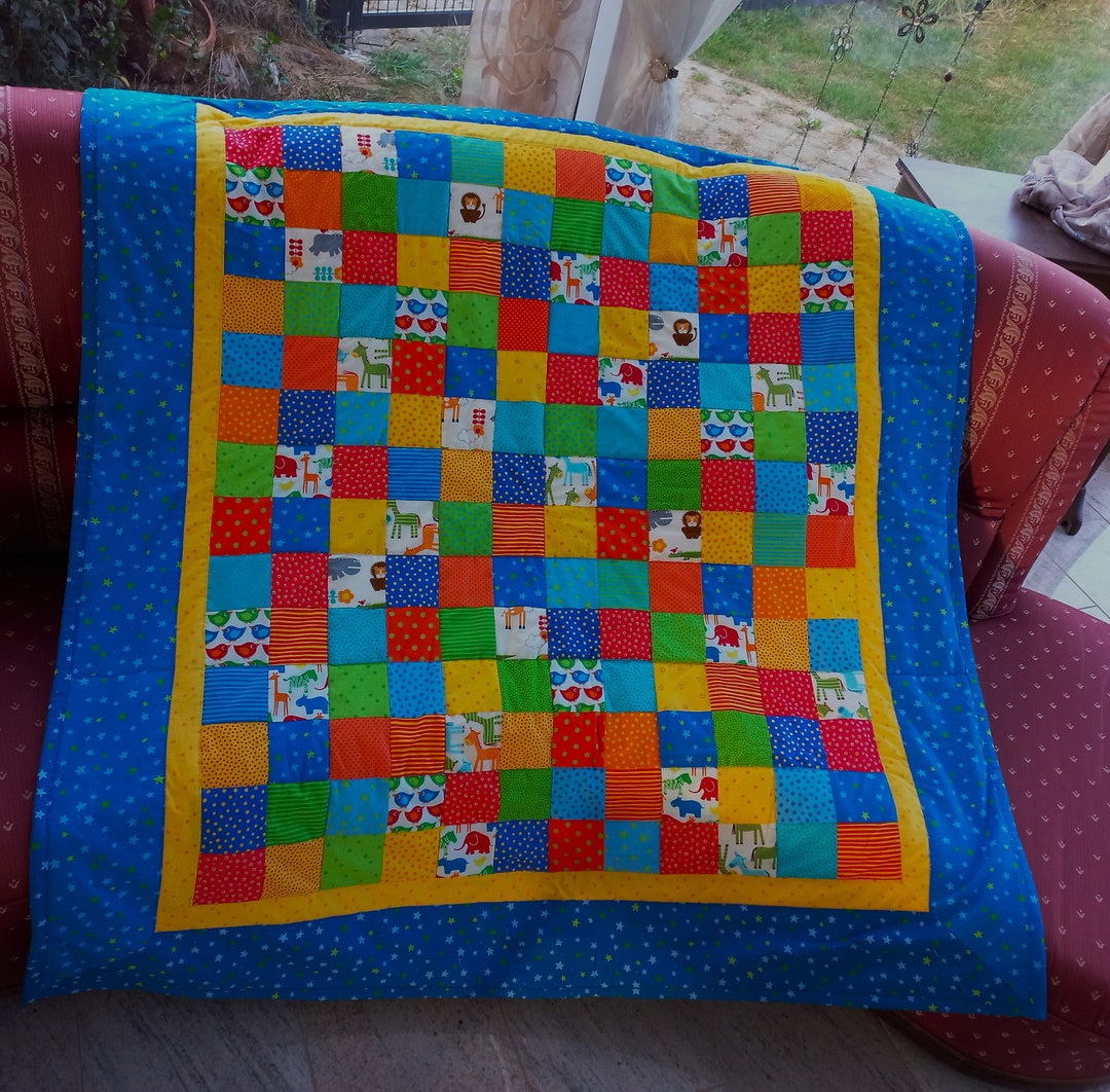 Hochwertige Unikat Patchworkdecke / Quilt aus Designer Qualitätsstoffen, farblich liebevoll ...