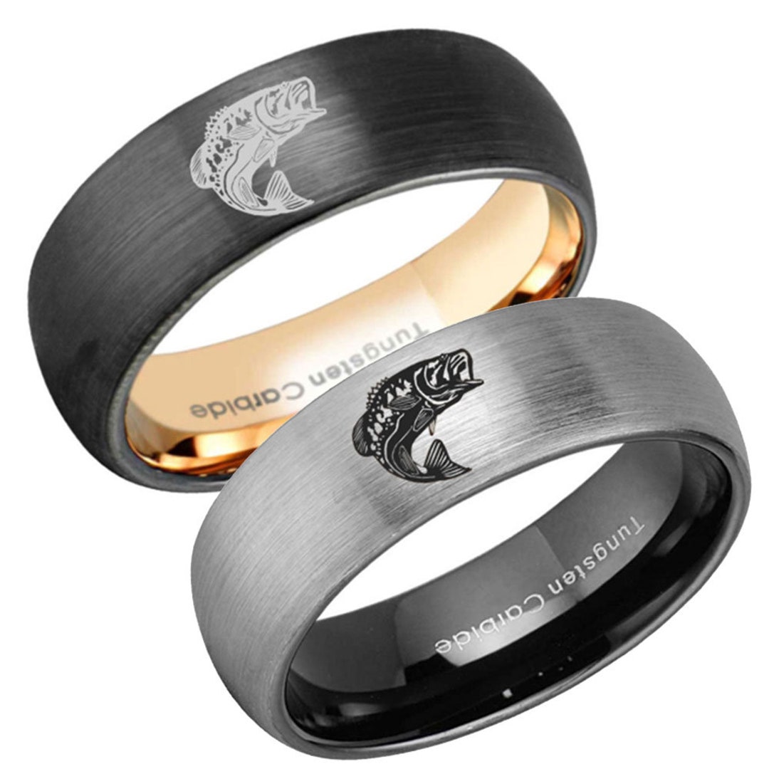 8mm Tungsten Bass Fishing Ring, Classic Dome Black Tungsten Fishing ...