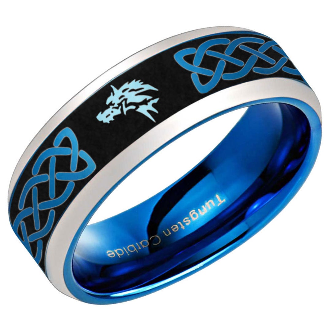 Tungsten Celtic Wolf Ring, 8mm Tungsten Twilight Wolf Wedding Band, Personalized Gifts - Etsy