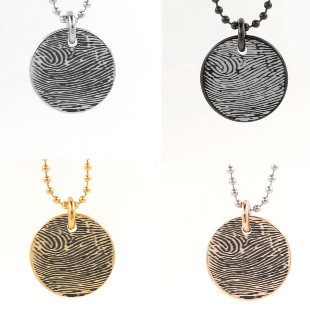 Tungsten Fingerprint Pendant Round Tungsten Laser Engraved - Etsy